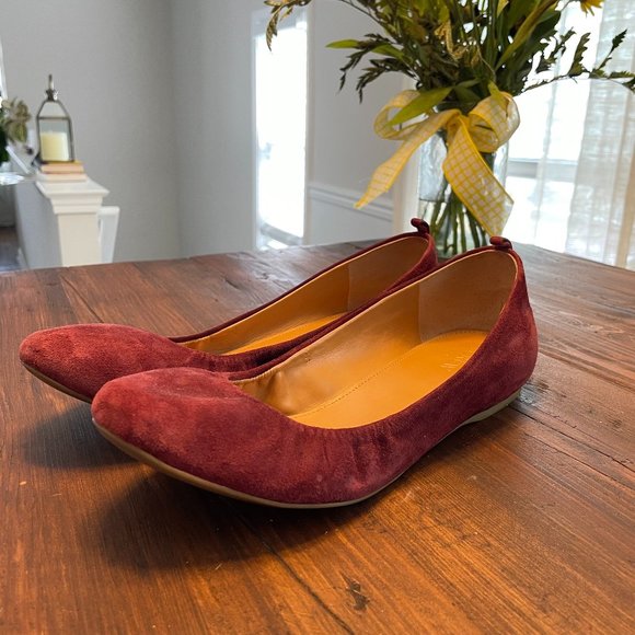 J. Crew Factory | Shoes | Jcrew Factory Suede Ballet Flats Maroon Size ...